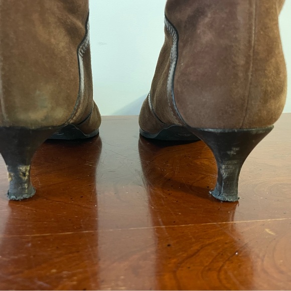 lorbac | Shoes | Lorbac Brown Suede And Leather Boots 2inch Kitten Heel ...